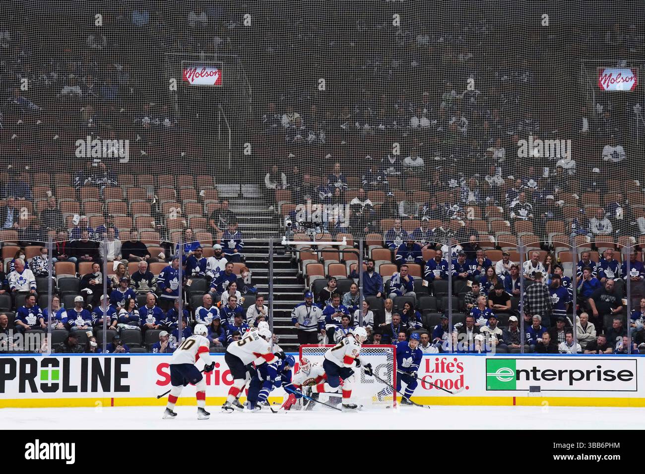 Toronto Maple Leafs' Nicholas Robertson, center, scores on Florida ...