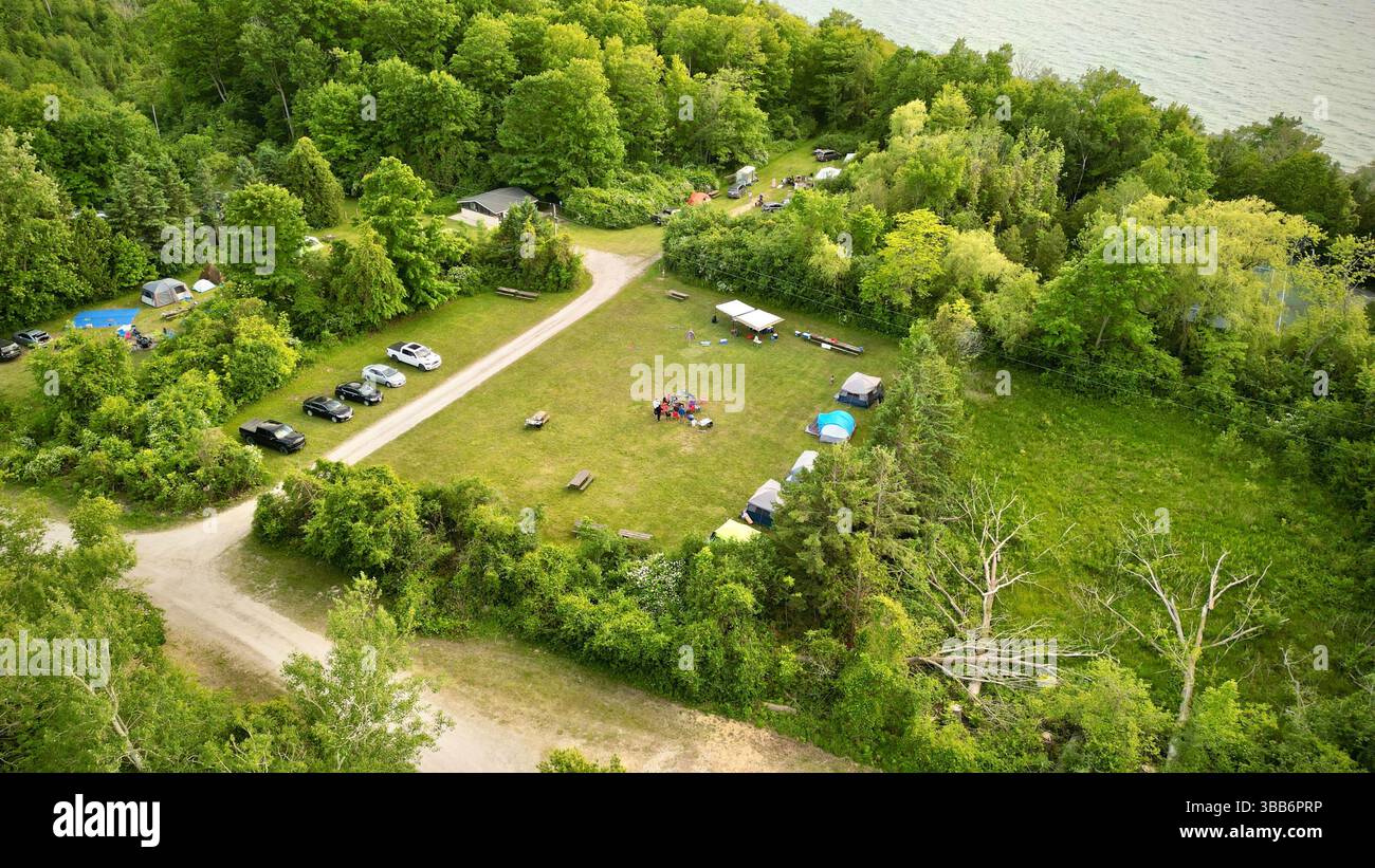 Aerial Views of Point Farms Provincial Park at Sunset Stock Photo - Alamy