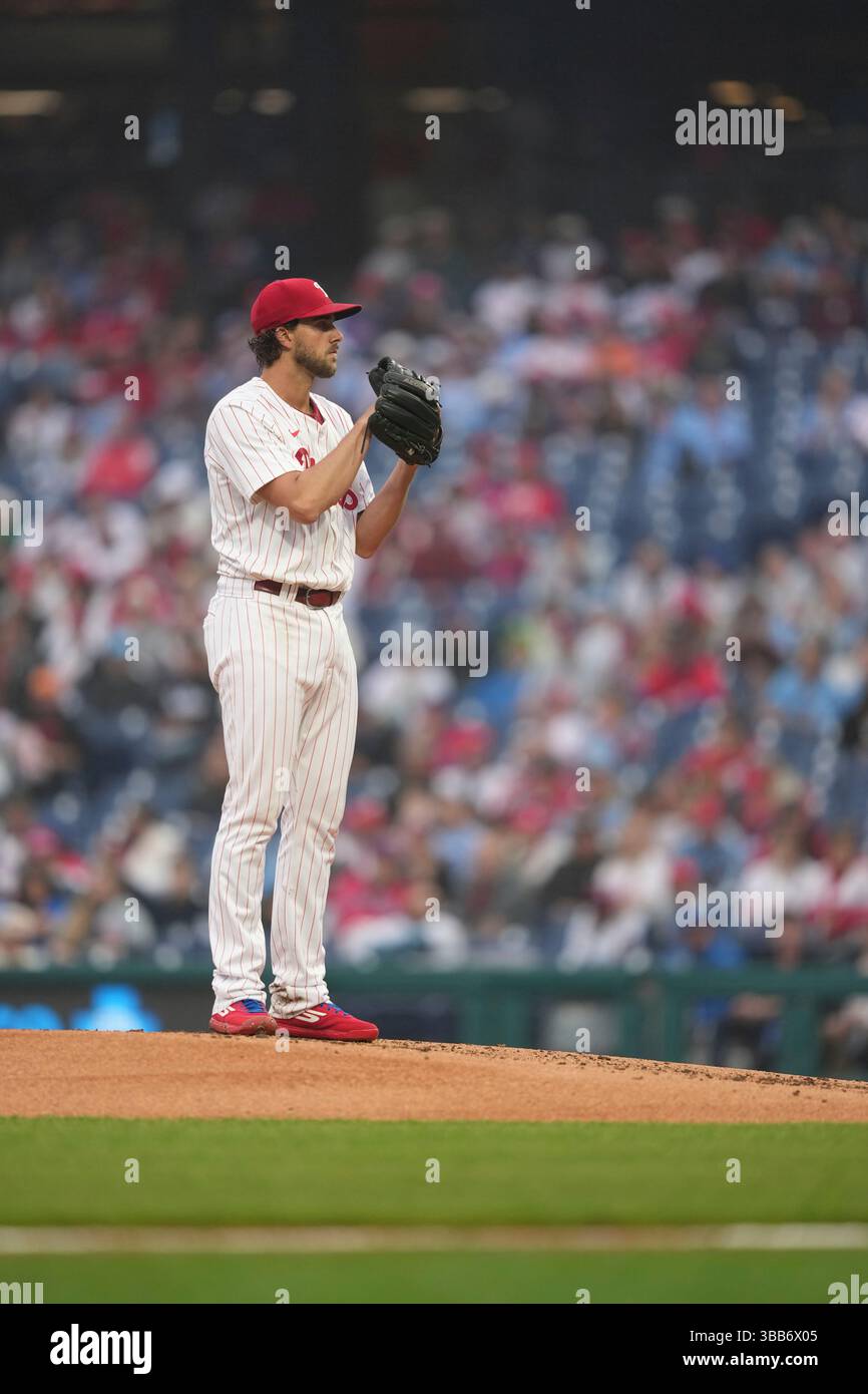 Philadelphia Phillies' Aaron Nola plays during the second baseball game ...