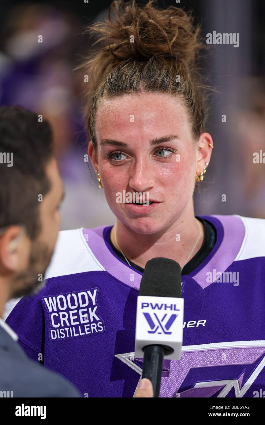 May 14th, 2025: Minnesota Frost forward Taylor Heise (27) interviews ...