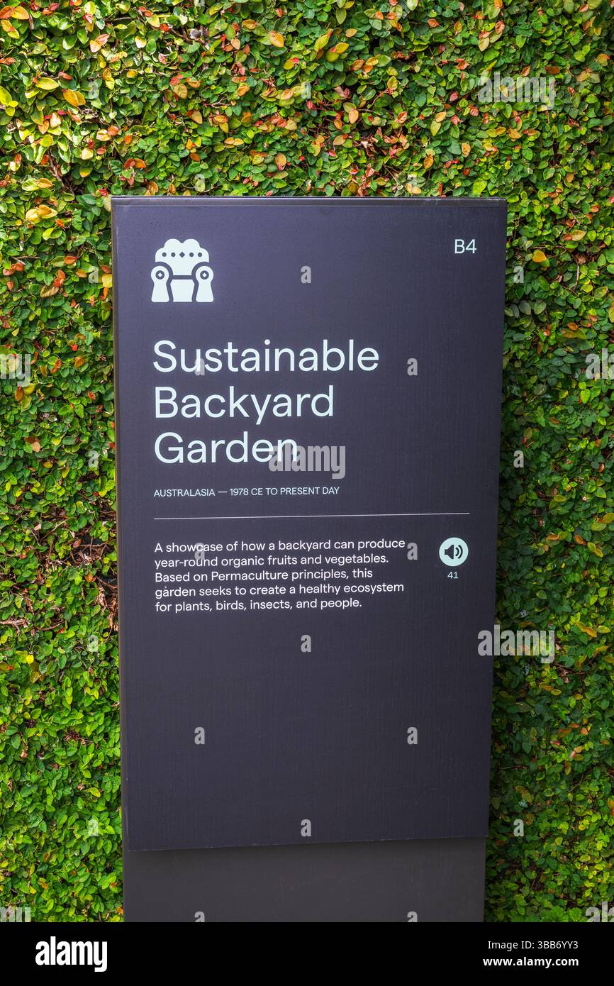 Interpretive sign at the Sustainable Backyard Garden, Hamilton Gardens ...