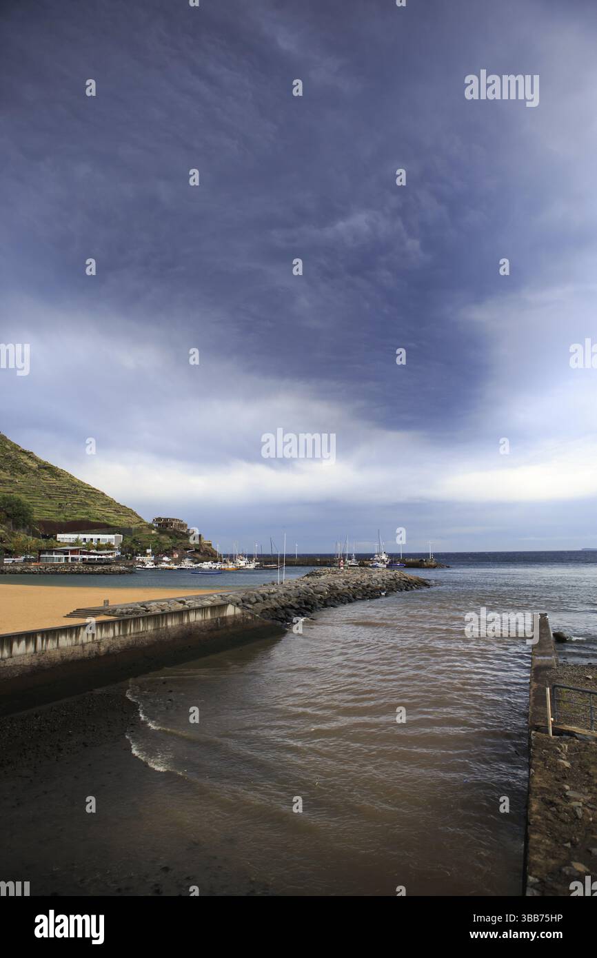 Yellow beach in Machico on Madeira Island, Portugal, Europe Stock Photo ...