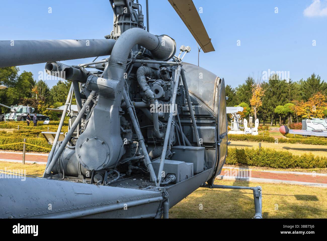 Daejeon, South Korea. October 20, 2019: Rear view of engine on Hiller ...