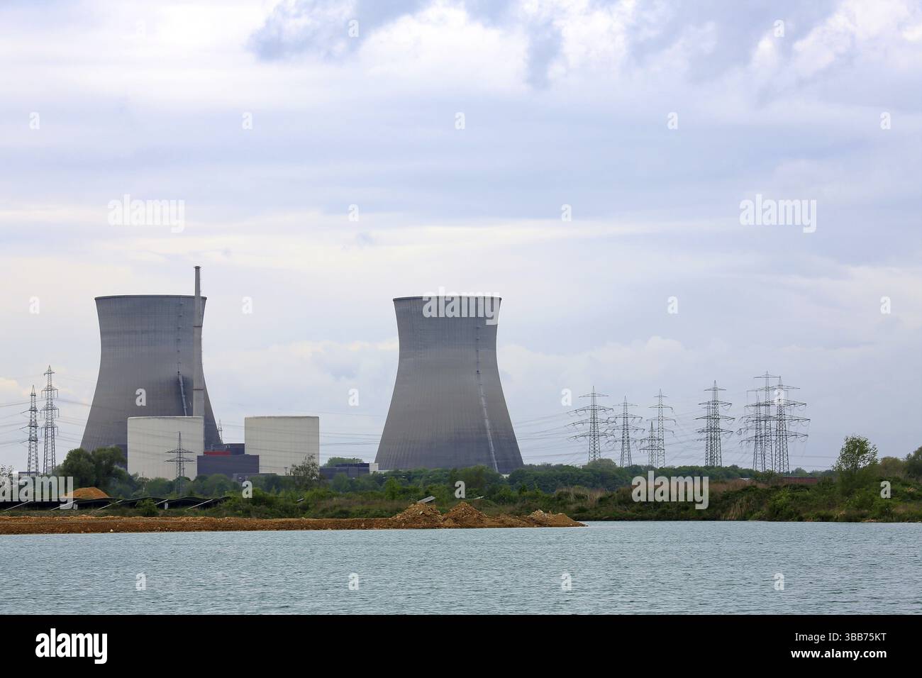 The Gundremmingen nuclear power plant in Germany. The imposing cooling ...