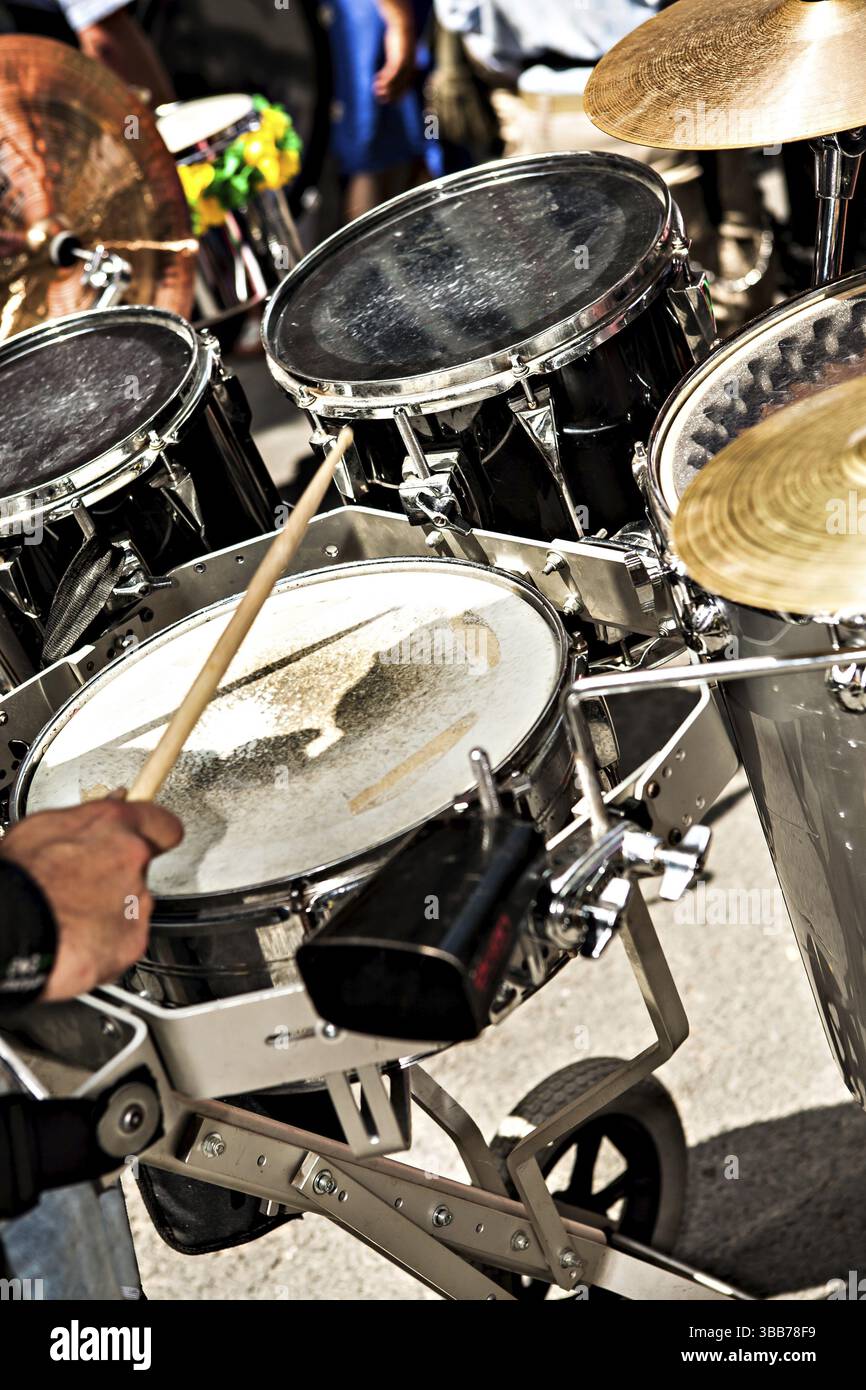 A Drums band on the street. Scenes of Samba Festival in Coburg, Germany ...