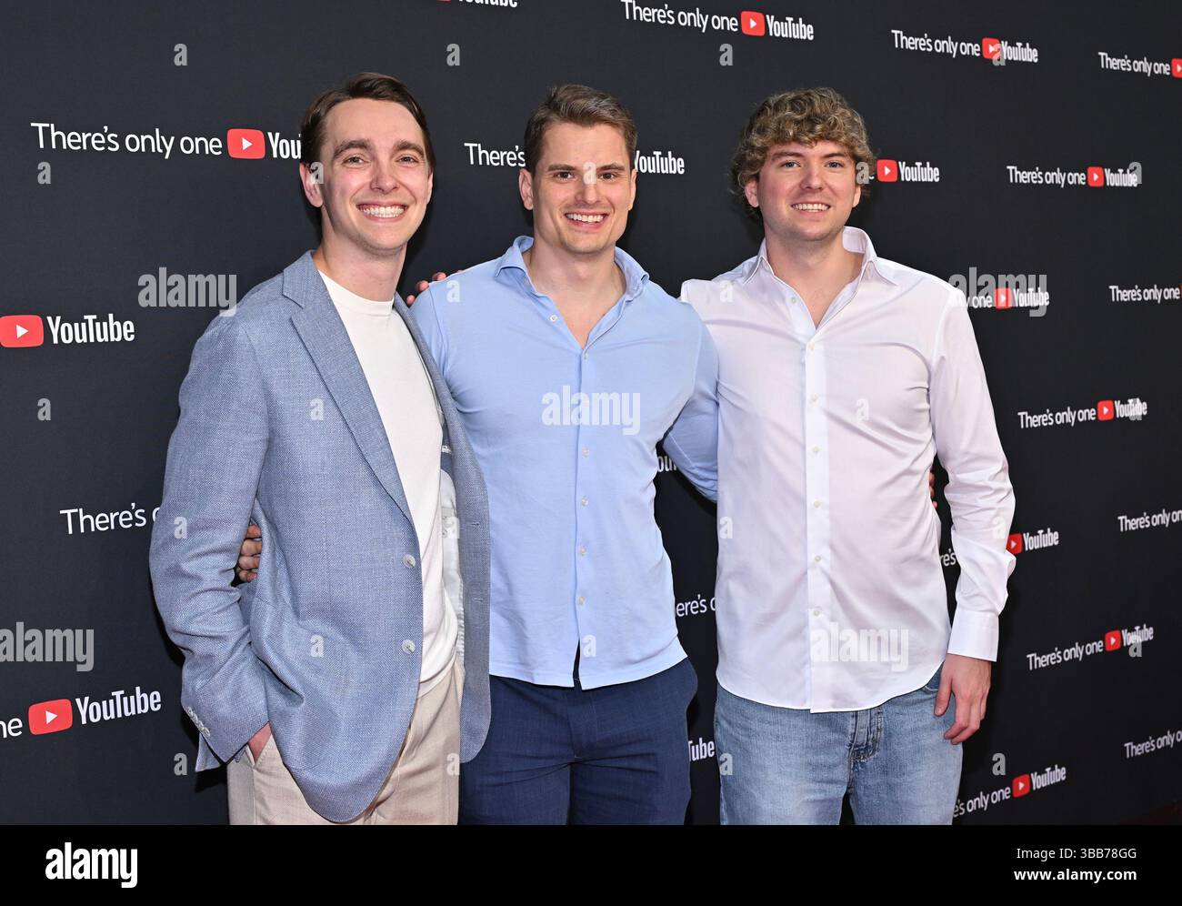 Mateo Price, left, Evan DeFilippis and Chucky Appleby attend YouTube TV ...