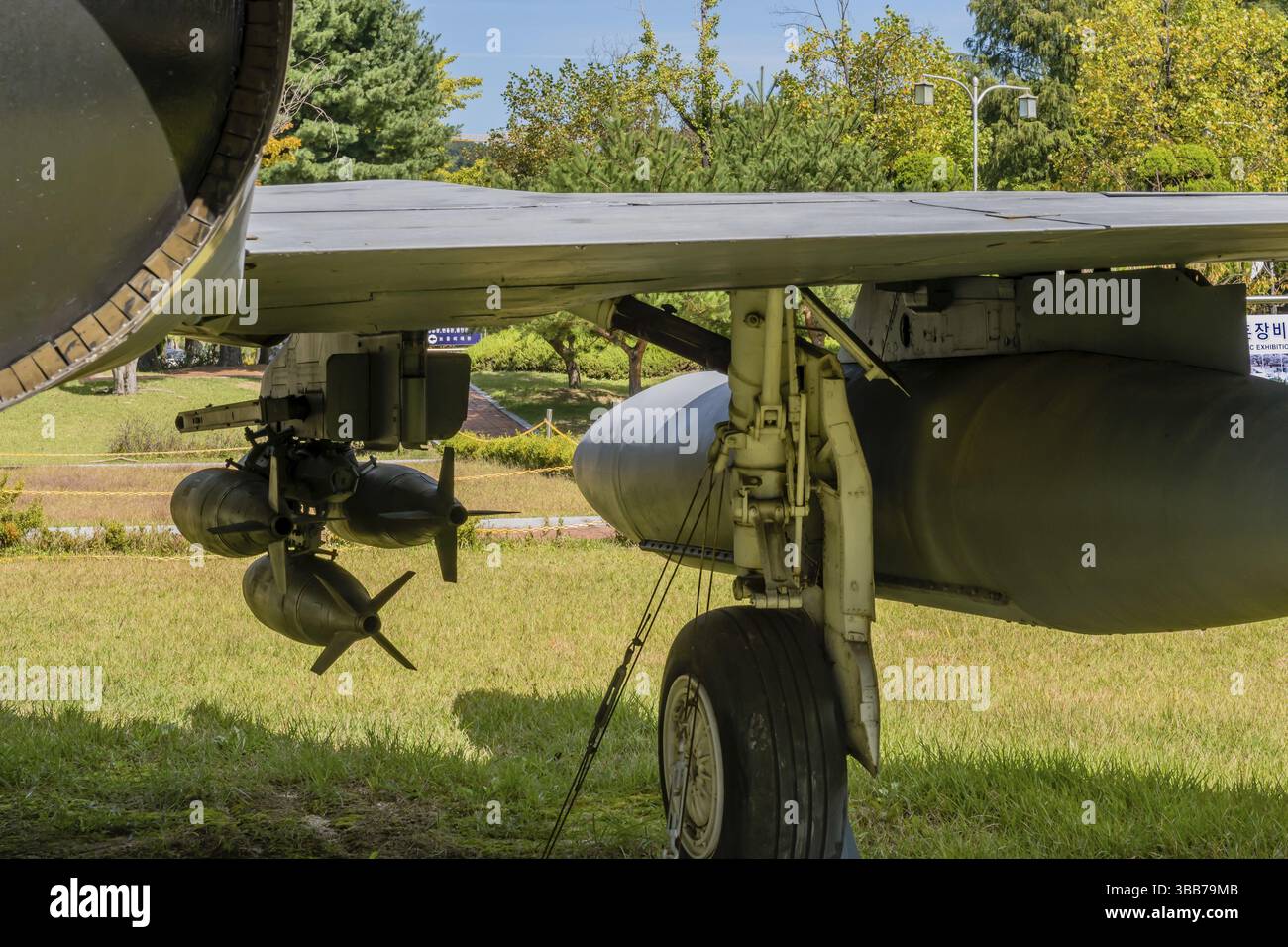 Daejeon, South Korea. October 9, 2019: Rear view of landing gear and MK ...