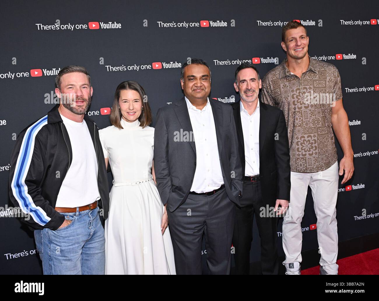 Julian Edelman, left, Mary Ellen Coe, Neal Mohan, Sean Downey and Rob ...