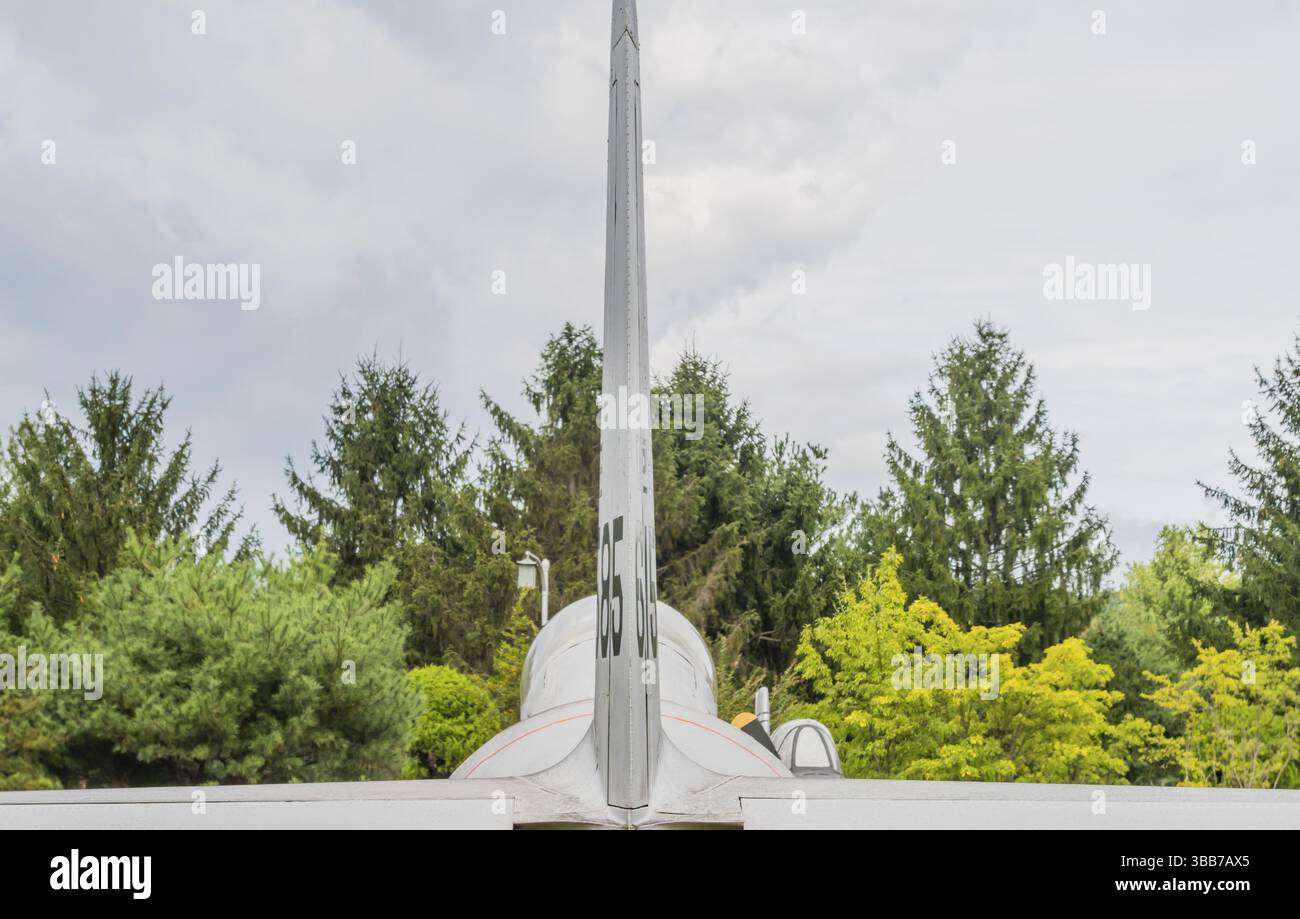Daejeon, South Korea. October 3, 2019: Rear view of rudder and tail ...