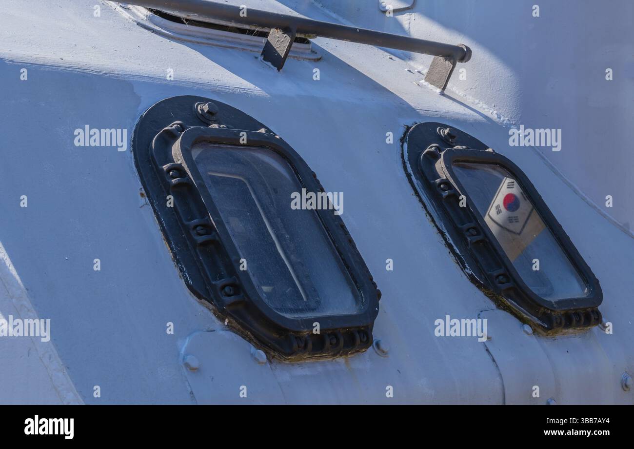 Daejeon, South Korea. October 27, 2019: Telescope ports on front of ...