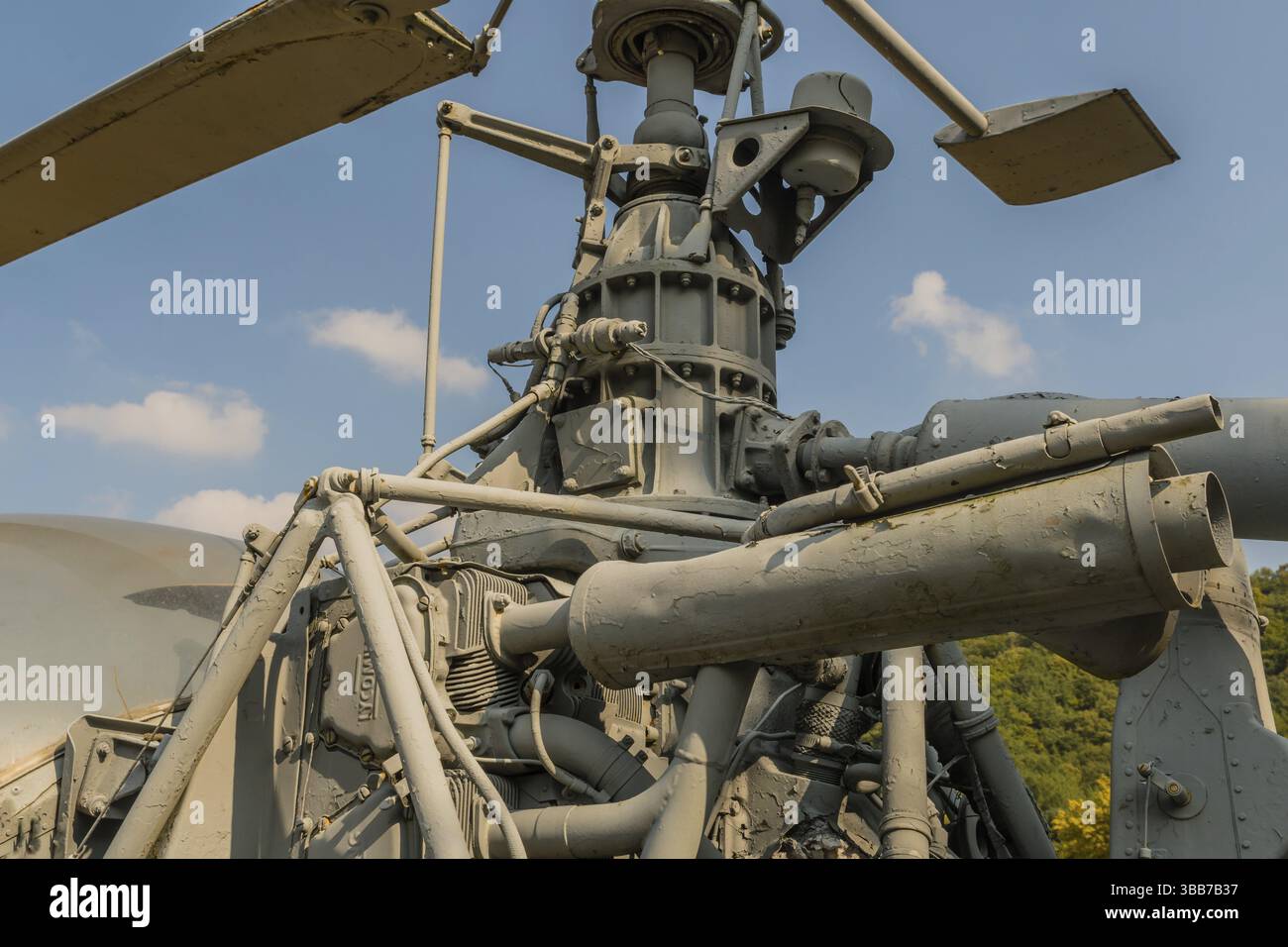 Daejeon, South Korea. October 20, 2019: Closeup of engine and rotary ...