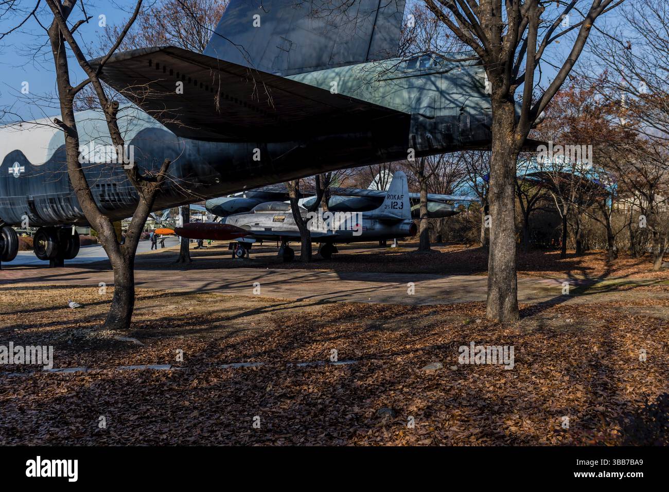 Seoul, South Korea. January 10, 2020: Rear view of tail section of B-52 ...