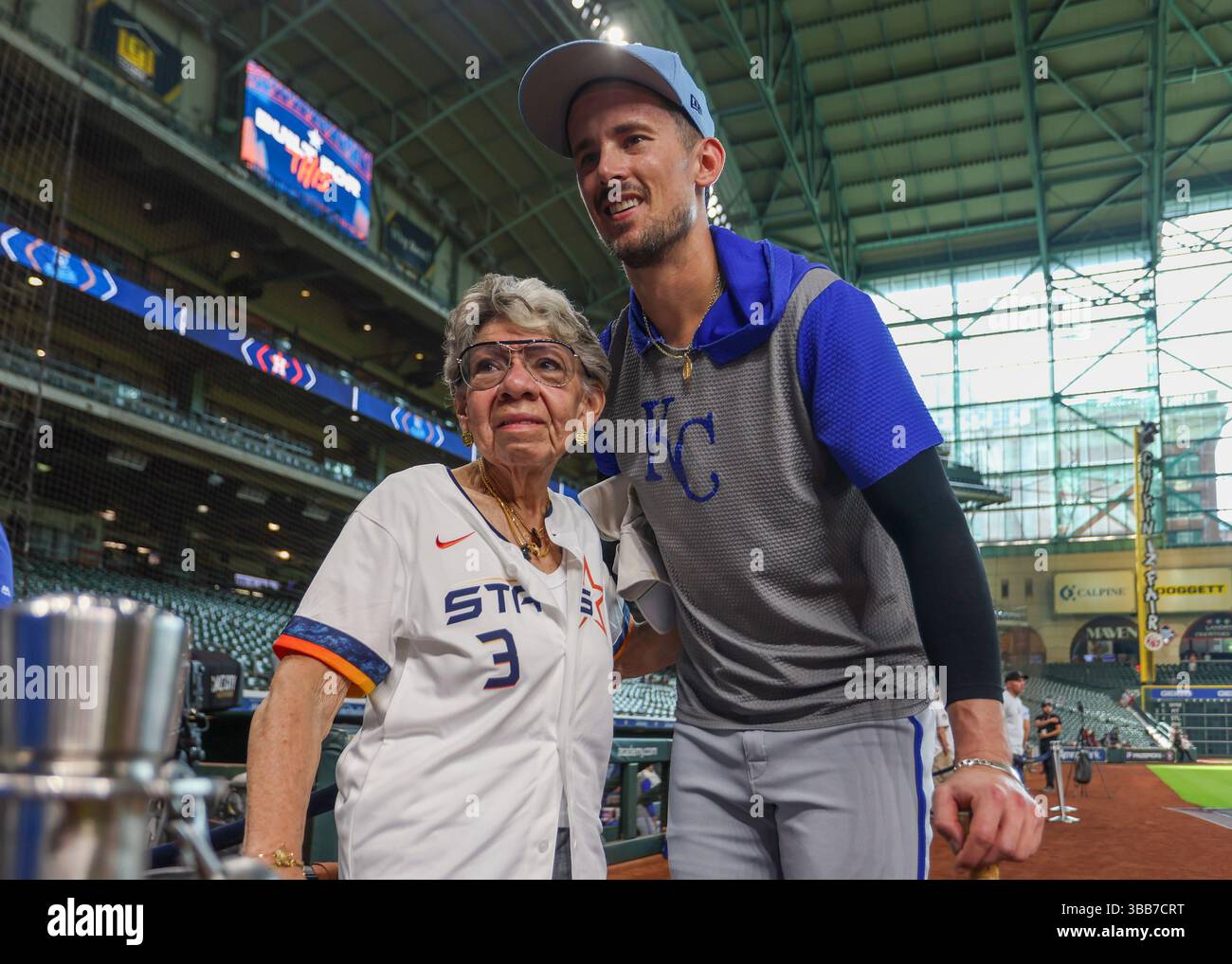 HOUSTON, TX - MAY 14: (left to right) Baseball fan Laly Acuña poses for ...