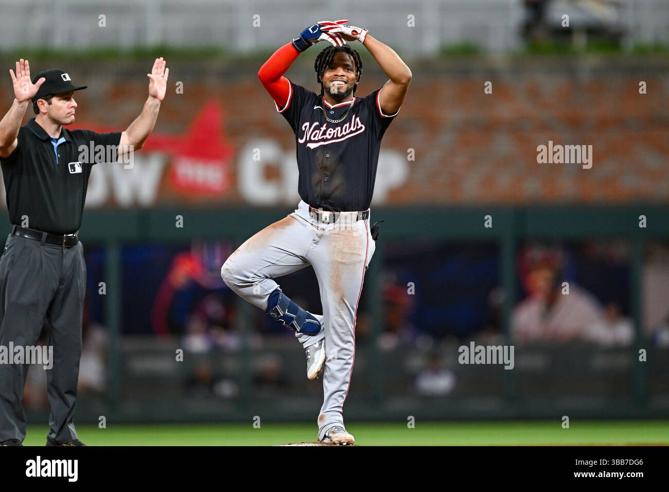 ATLANTA, GA – MAY 14: Washington third baseman Jose Tena (8) reacts ...