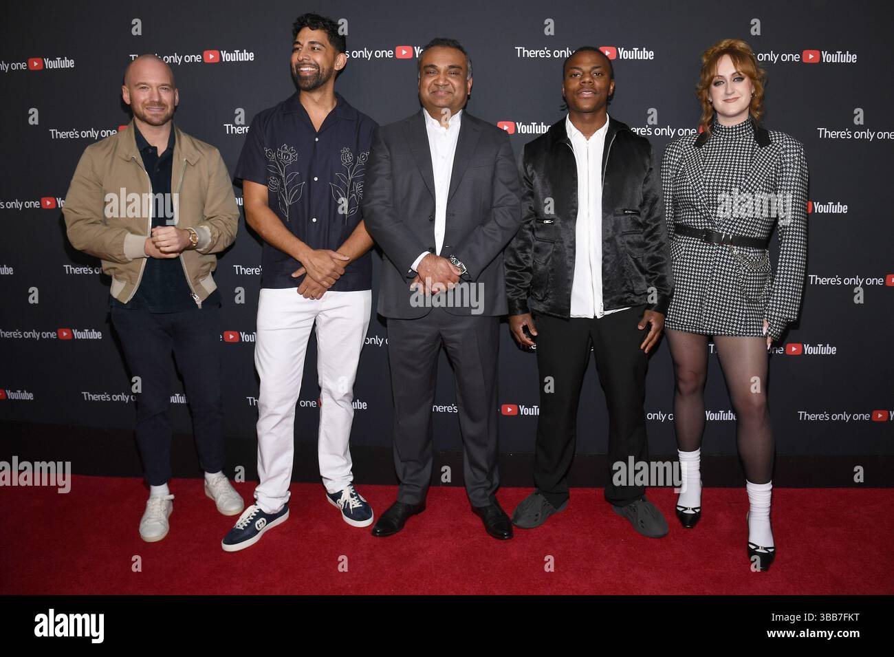 New York, USA. 14th May, 2025. (L-R) Sean Evans, Dhar Mann, Neal Mohan ...