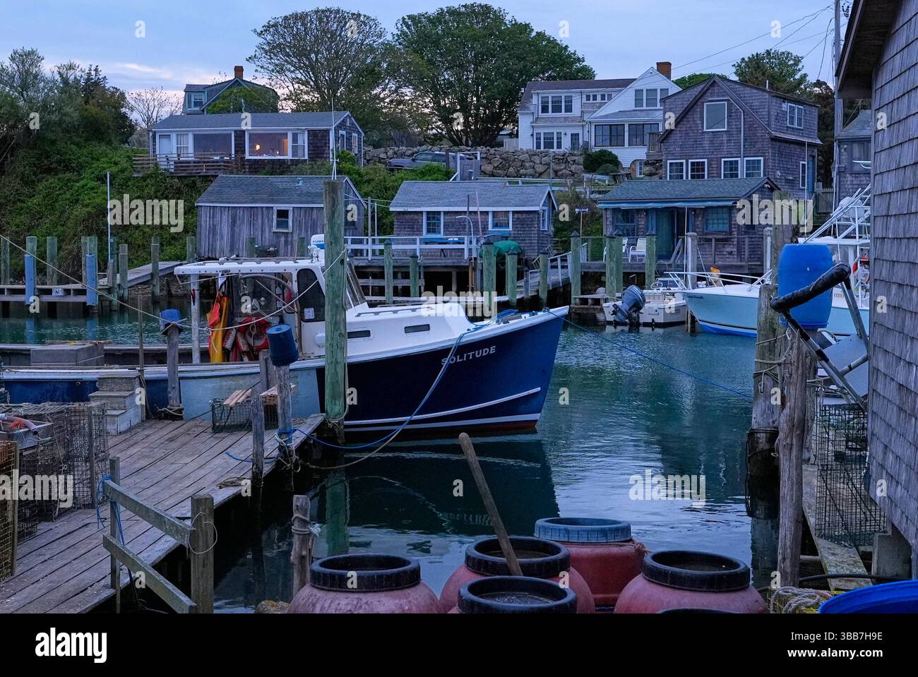 A fishing boat is docked for the evening in Menemsha Harbor, Wednesday ...