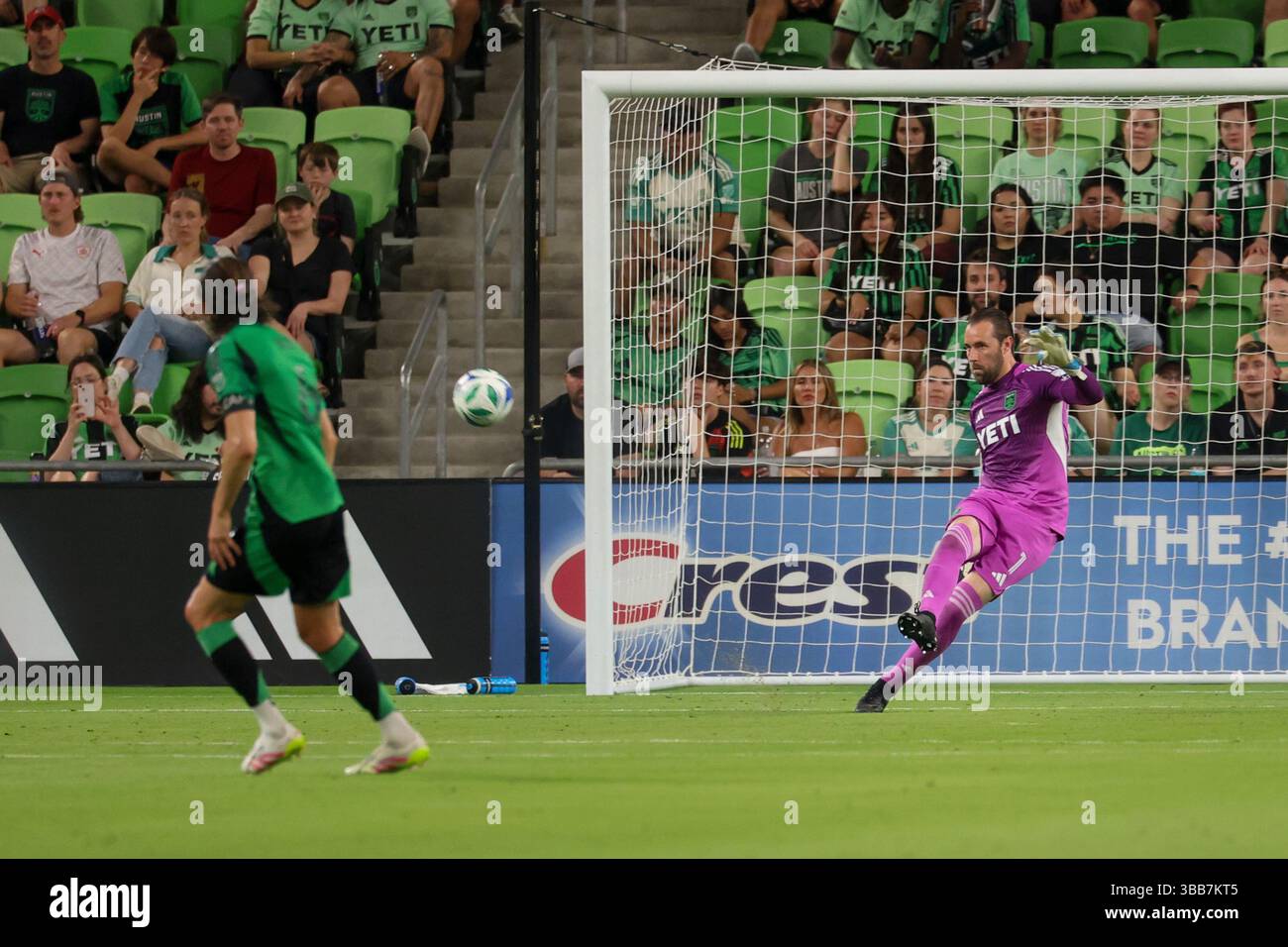 AUSTIN, TX - MAY 14: Austin FC goalkeeper Brad Stuver (1) clears the ...