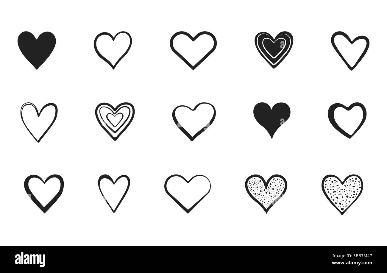 Hand-drawn heart silhouette, Heart silhouette, Heart outline, Hand-drawn heart vector, Doodle ...
