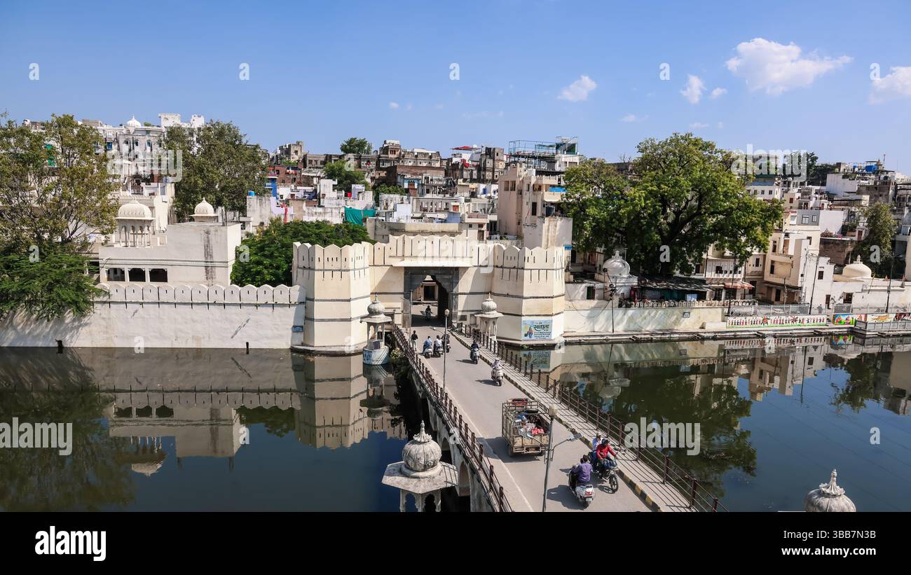 Udaipur, Rajasthan, India -October 17, 2022 : Aerial view of Chand Pole ...
