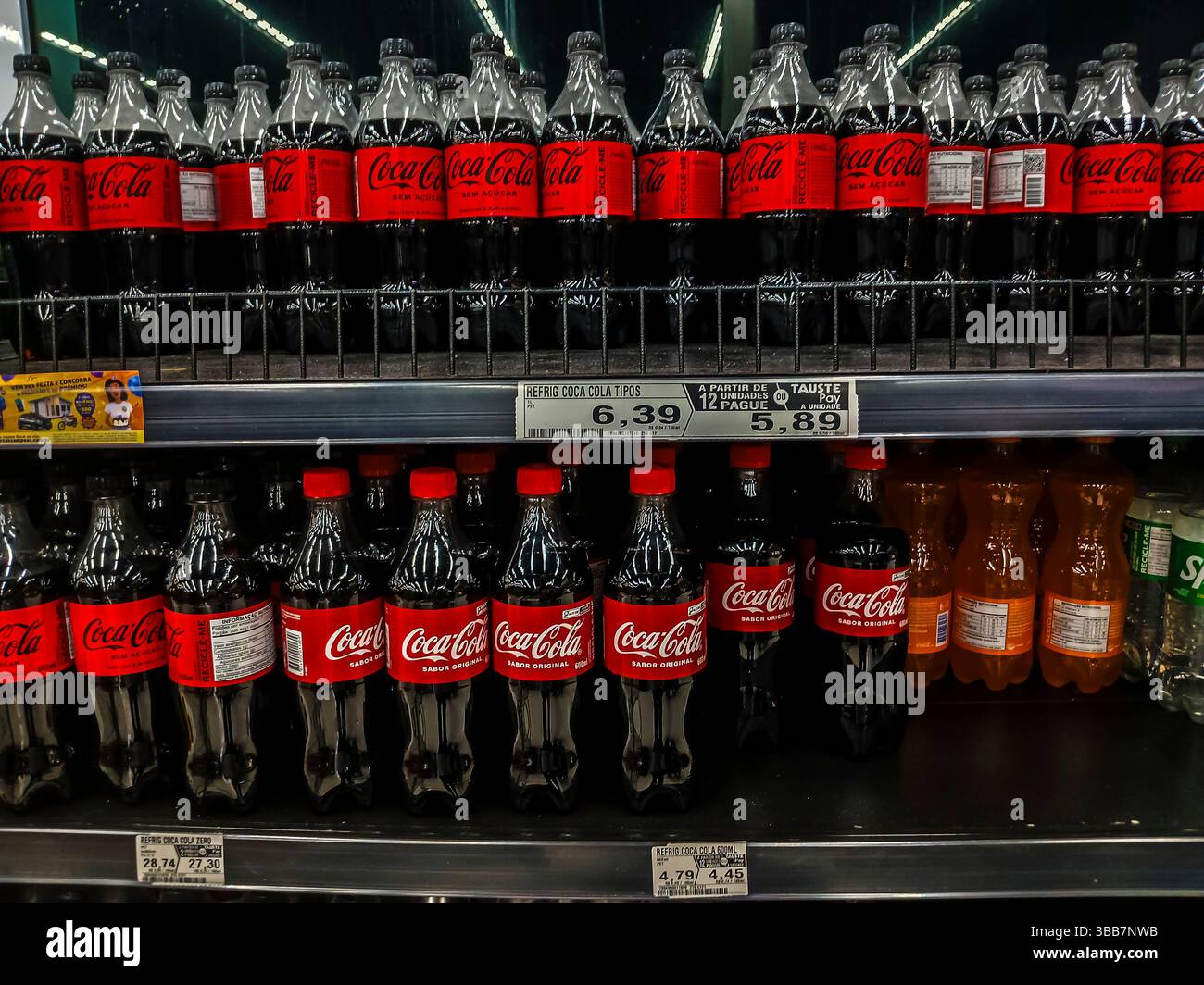 Marilia, Sao Paulo, Brazil, February 05, 2025. Coca-Cola bottles ...