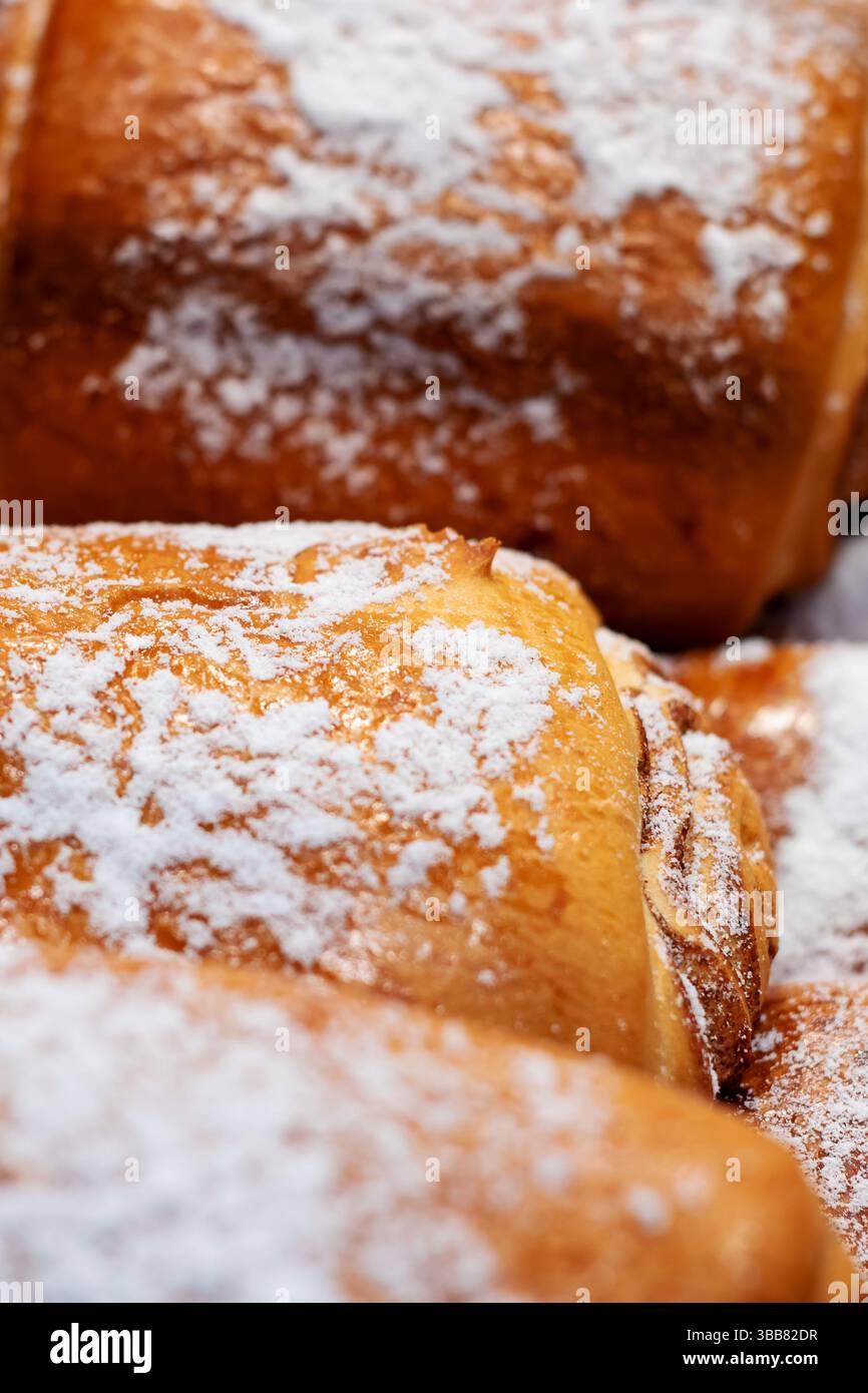 This is a delightful closeup view of a freshly baked bun generously ...