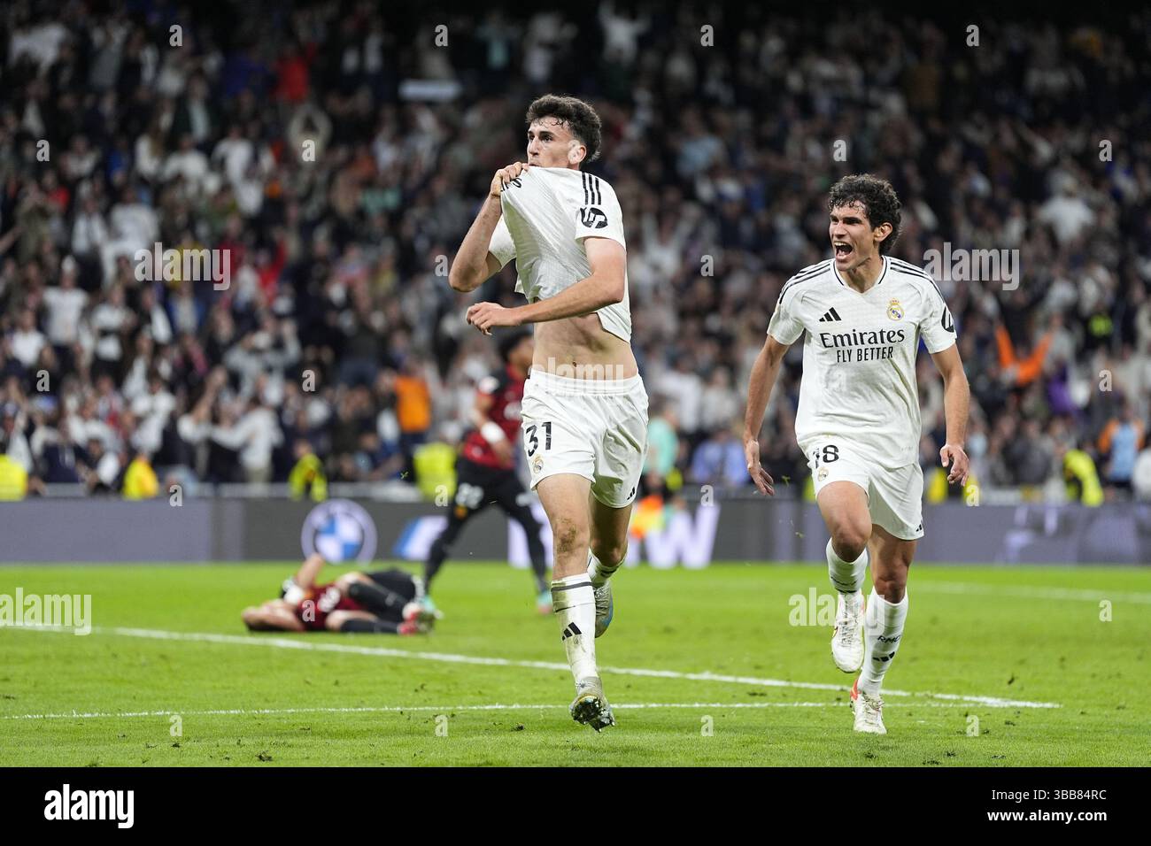 Jacobo Ramon of Real Madrid celebrates a goal 2-1 with Jesus Vallejo ...