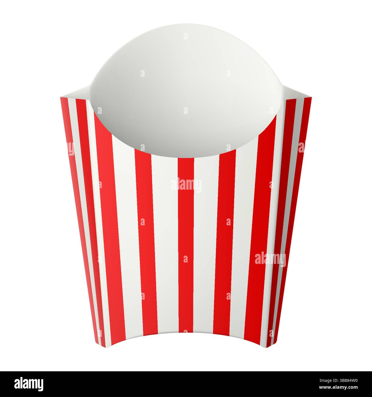 Striped red and white paper french fry box. Isolated 3d mockup. French ...