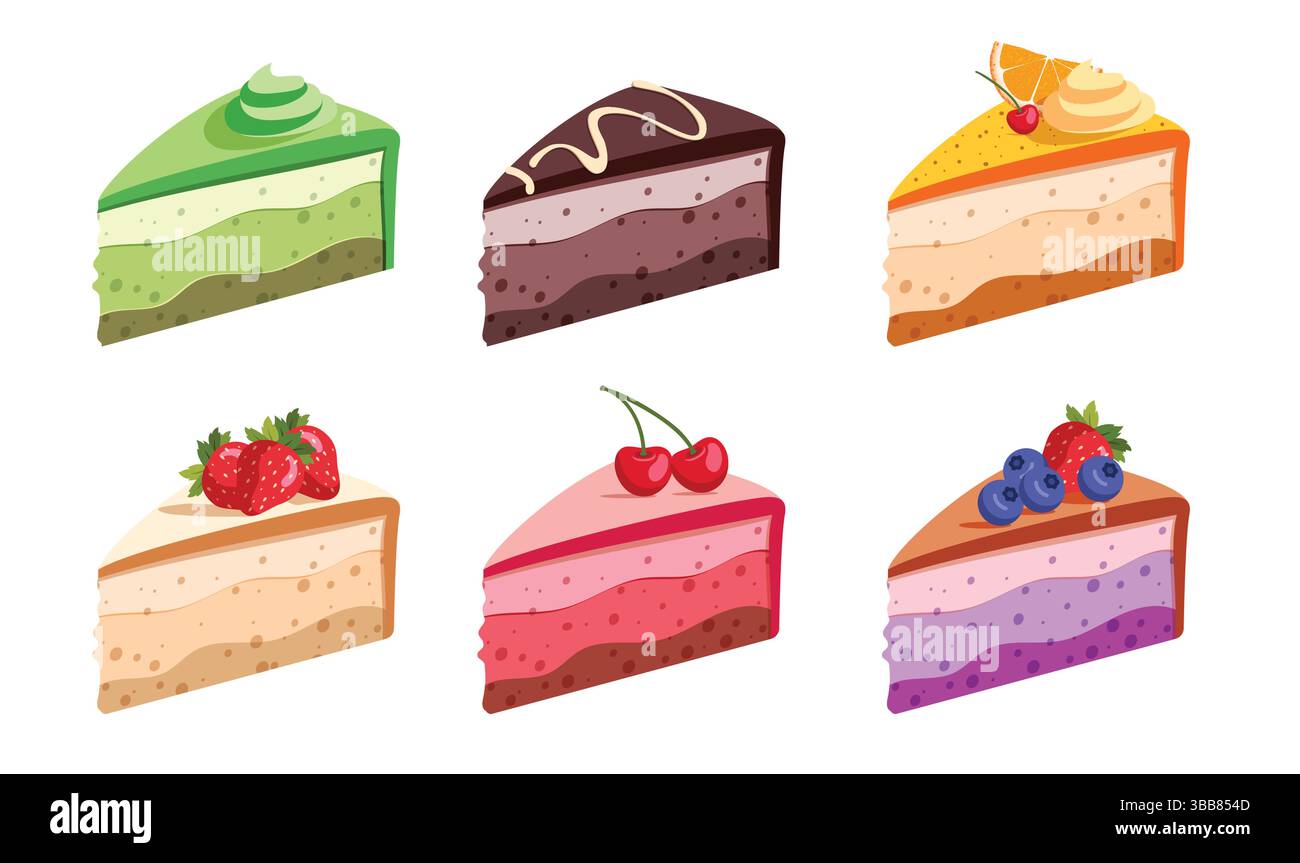 Birthday cake slices clipart set. Cake dessert slice elements clip art ...