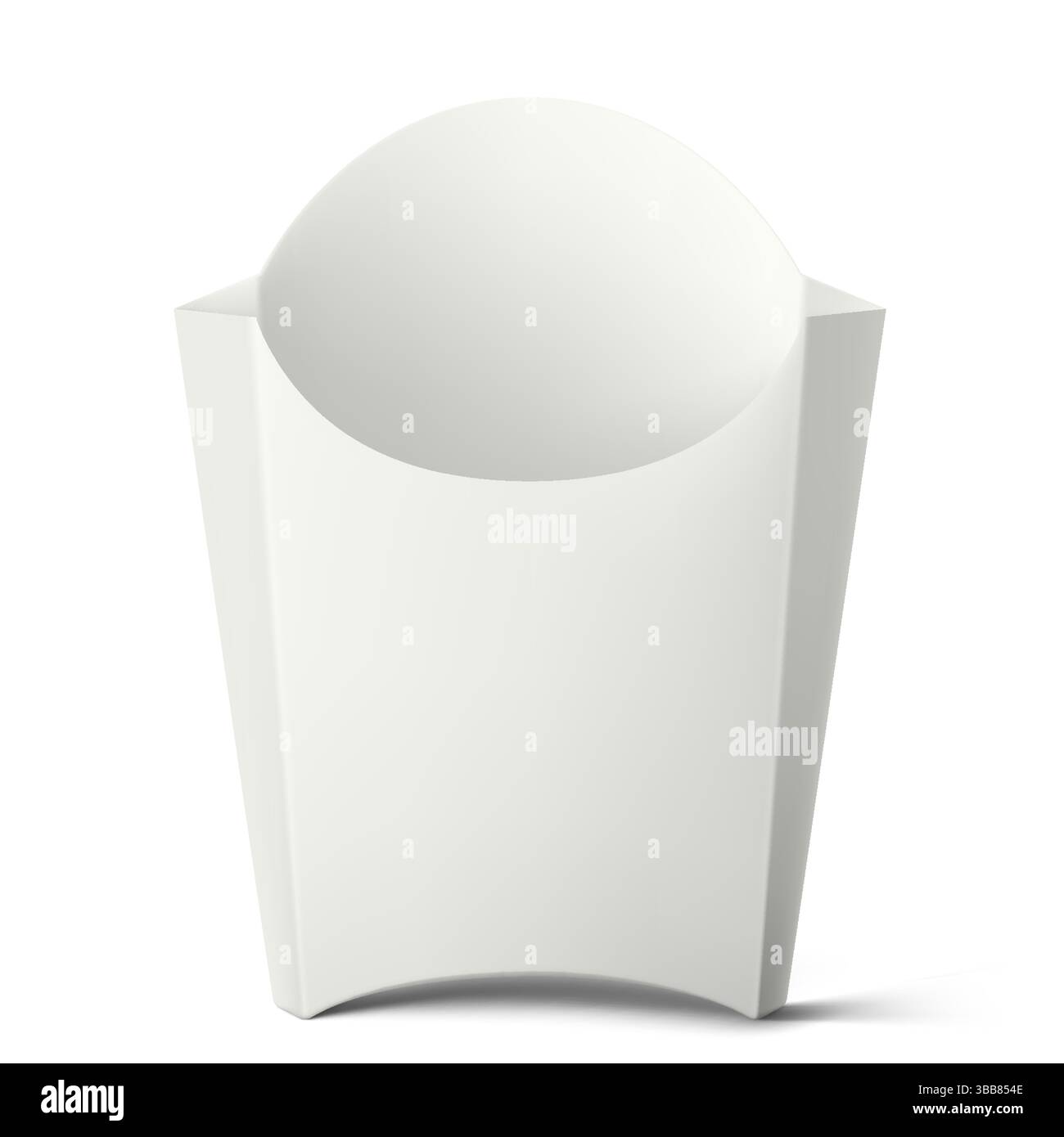 Fries Paper Box White. Isolated 3d mockup. French fries holder ...