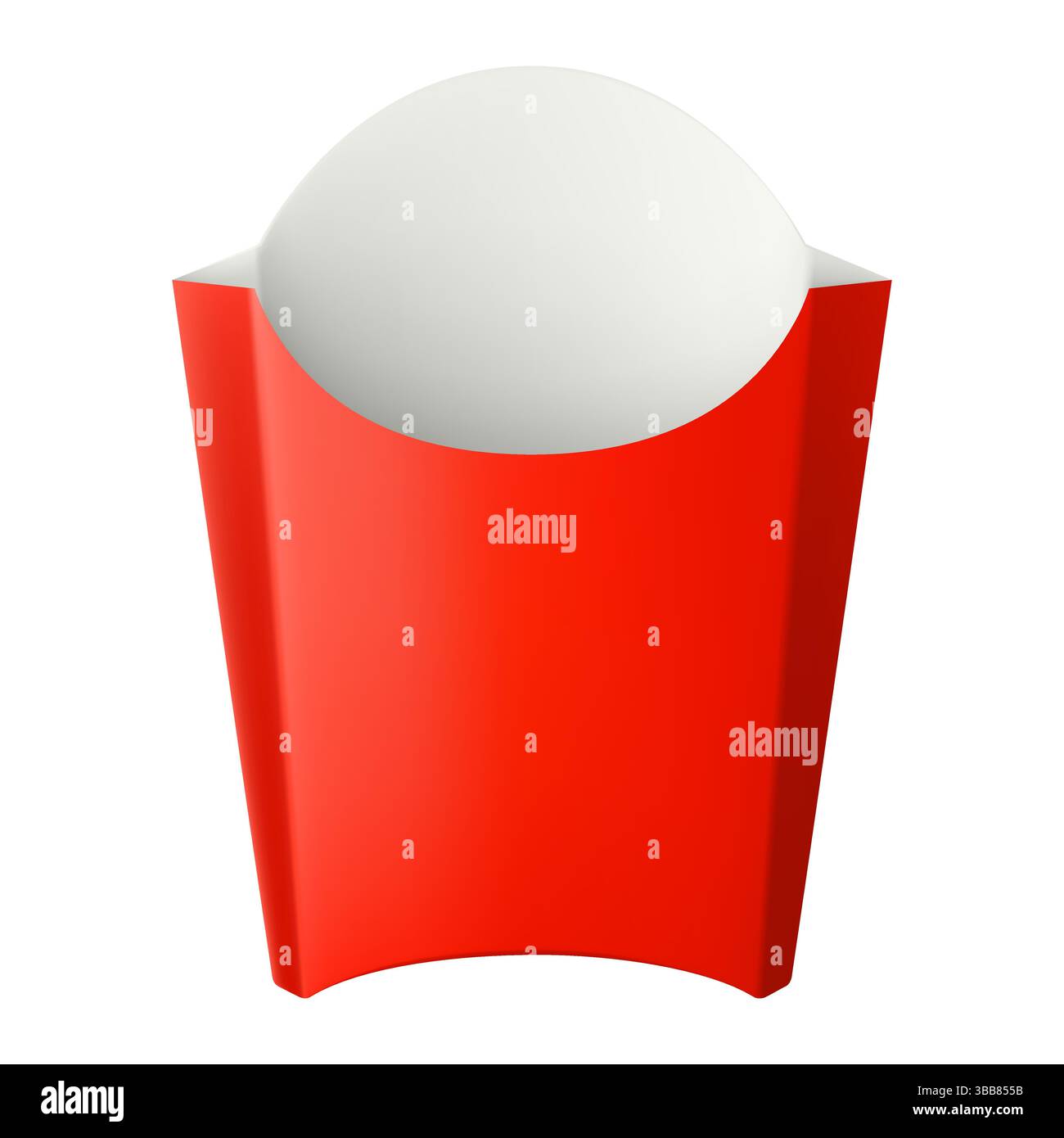 Red paper french fry box. Isolated 3d mockup. French fries holder ...