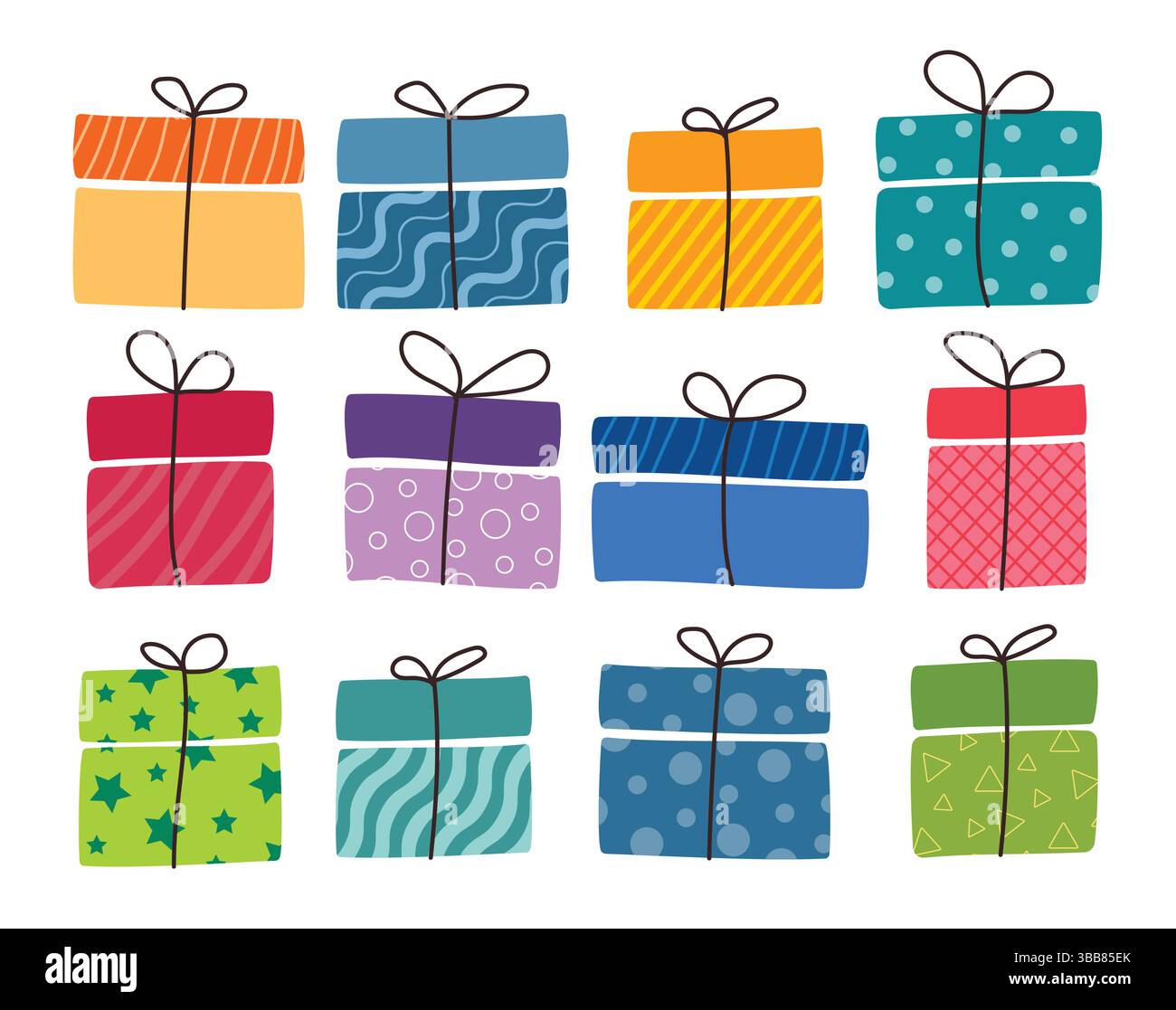 Gift boxes watercolor clipart set. Birthday gift box elements in ...