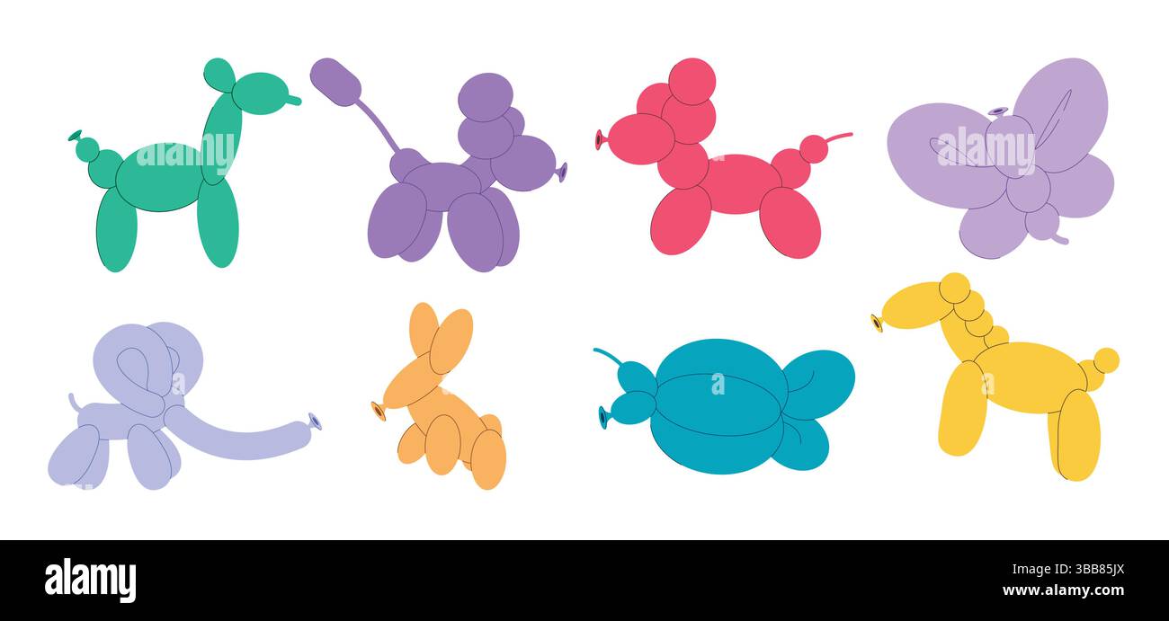 Balloons animal shape clipart set. Birthday balloons in animal ...