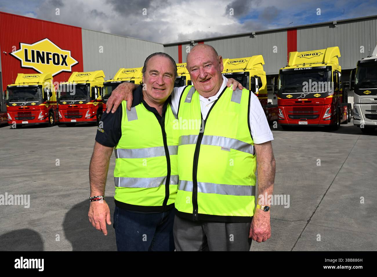Brisbane, Australia. 15th May, 2025. Peter Fox (left), Executive Chairman of Linfox and Lindsay ...