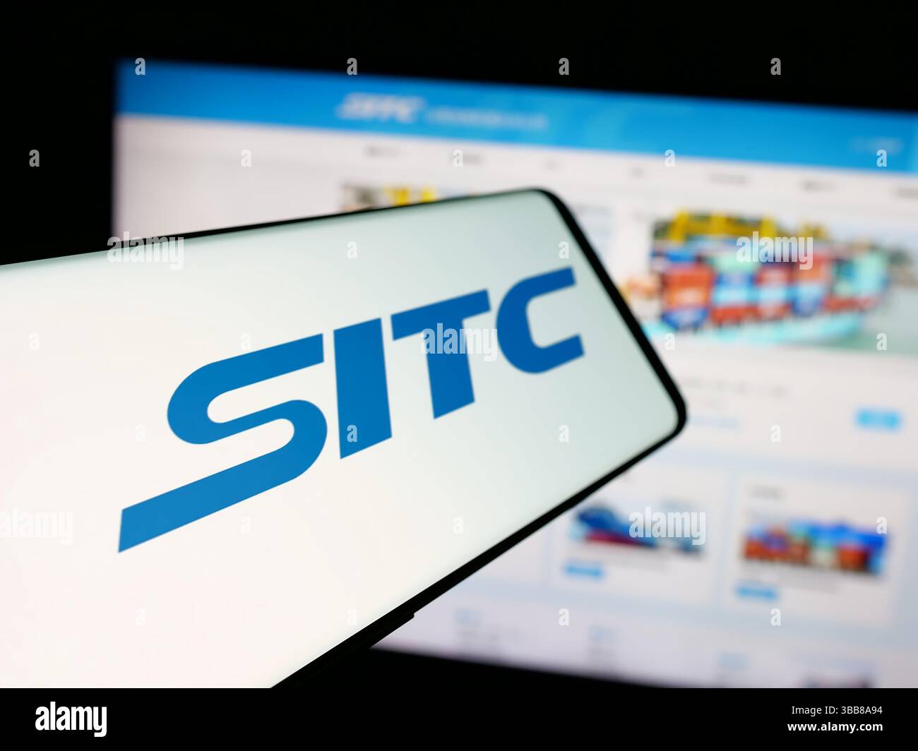 In this photo illustration, a smartphone with the logo of company SITC ...
