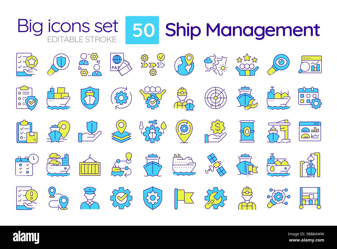 Ship management line color icons set Stock Vector Image & Art - Alamy