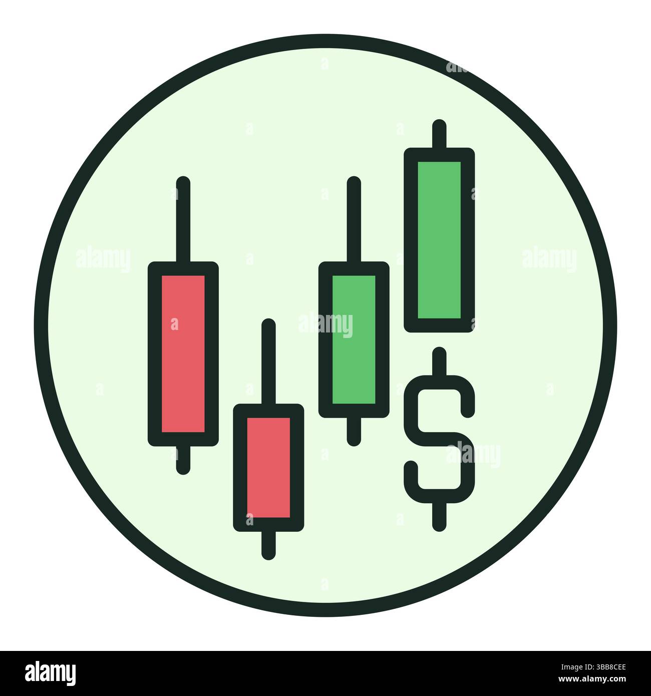 Dollar and Candlestick Chart vector Trading concept circle shaped ...