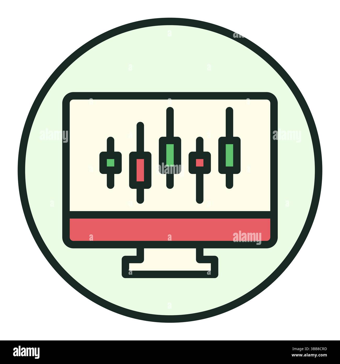 Computer and Candlestick Chartvector Trading concept circle shaped ...