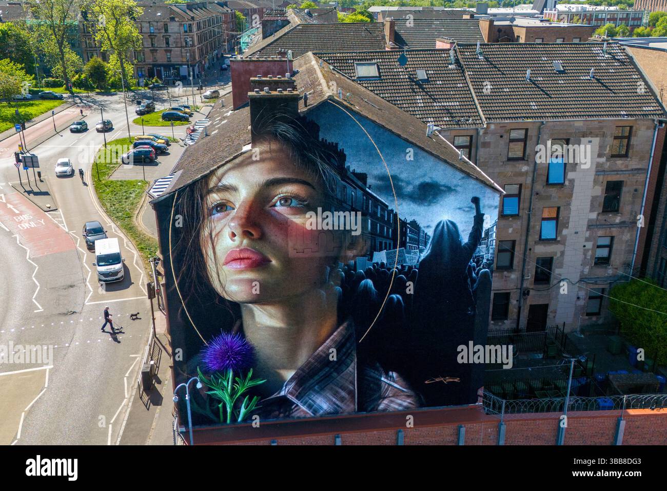 A new mural reimagining the iconic Govan activist Mary Barbour as a ...
