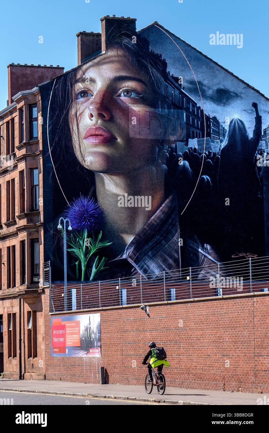 A new mural reimagining the iconic Govan activist Mary Barbour as a ...