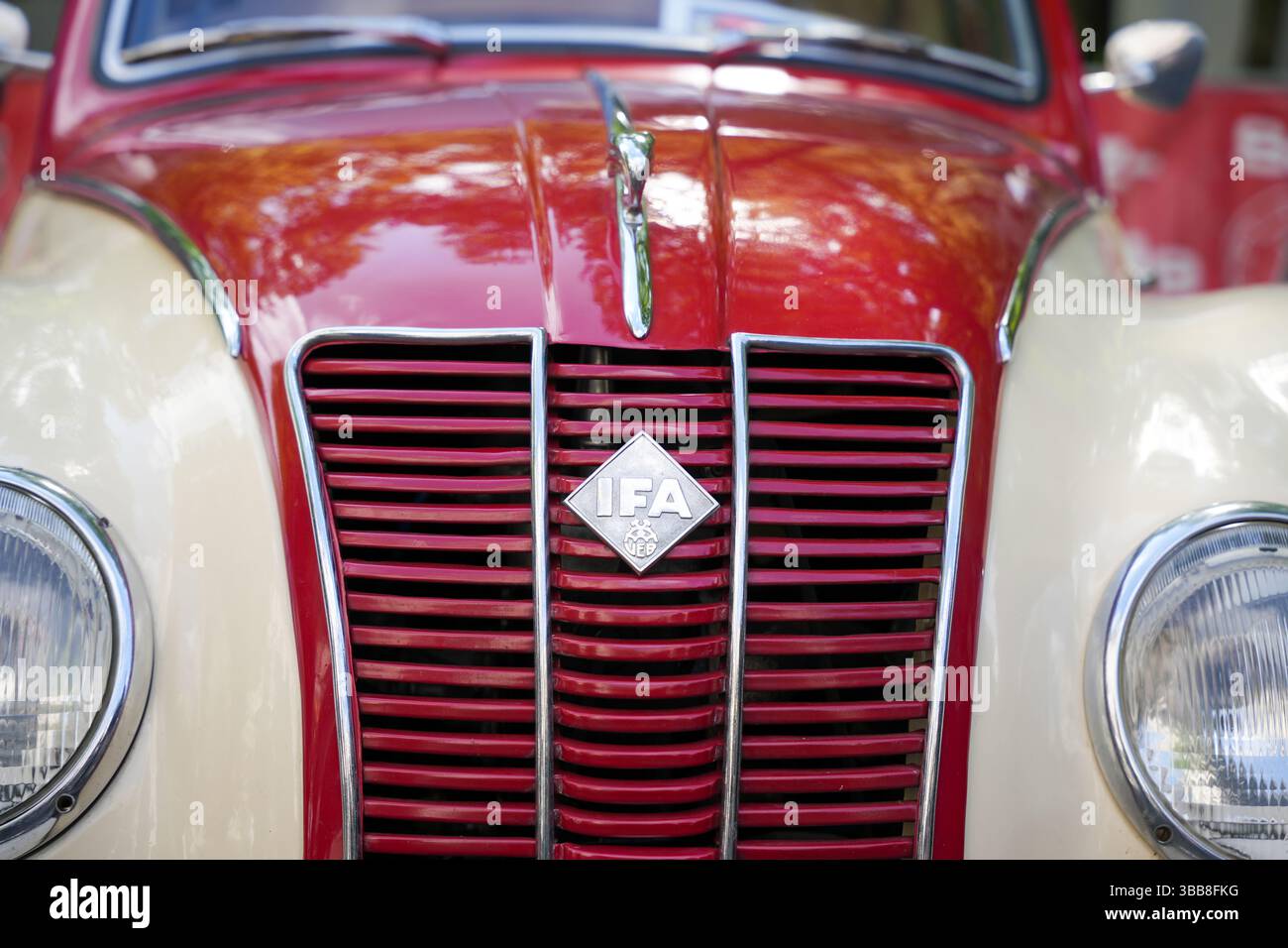 Germany Berlin May 11, 2025. IFA Vintage Car Front View. A classic IFA ...