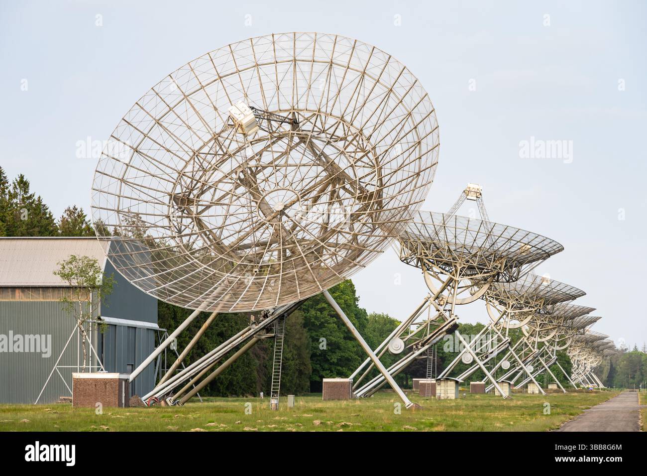 Radio telescopes of the Westerbork Synthesis Radio Telescope (WSRT) in The Netherlands. The WSRT ...