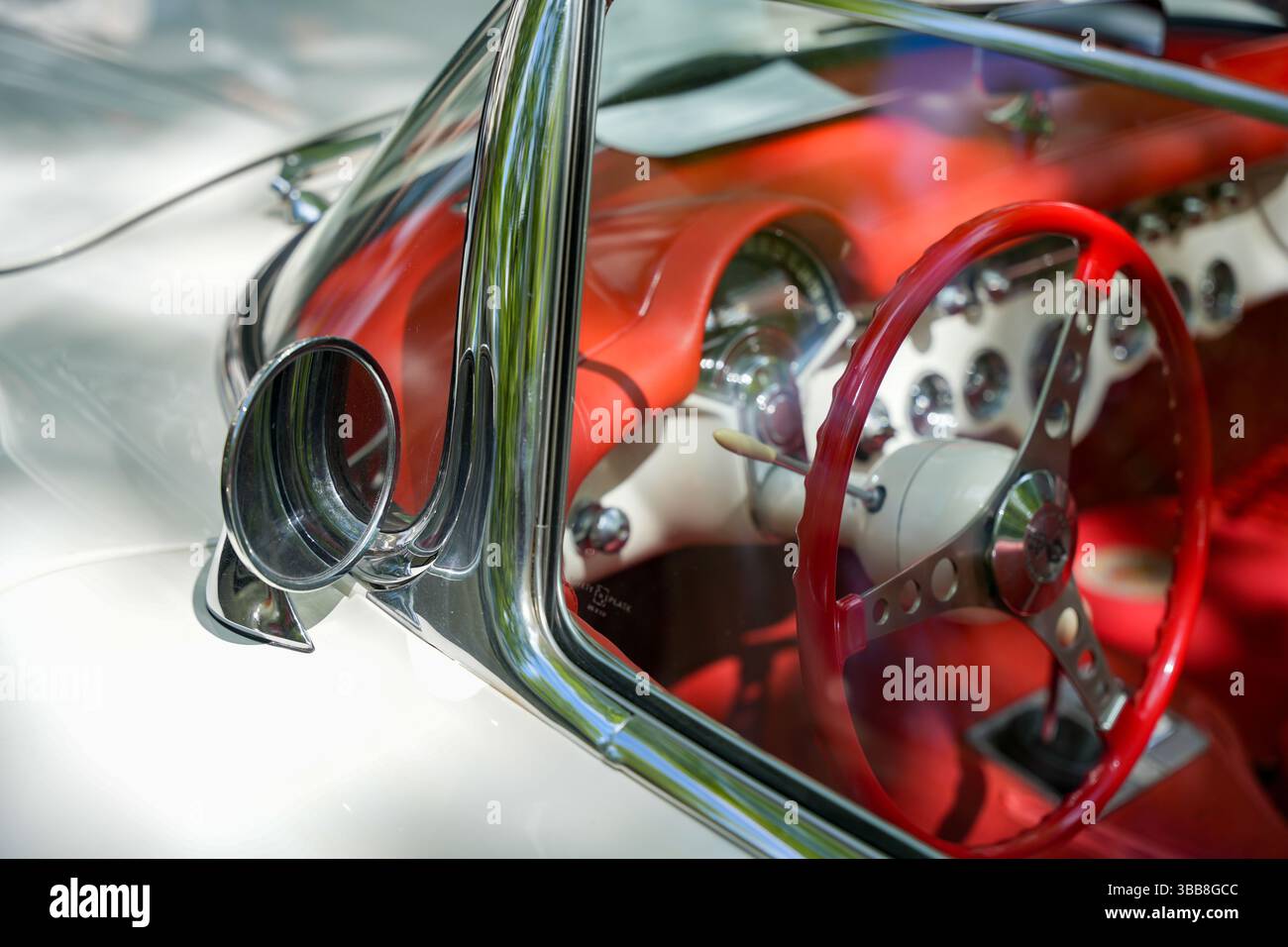 Germany Berlin May 11, 2025. Corvette Steering Wheel Through Window ...