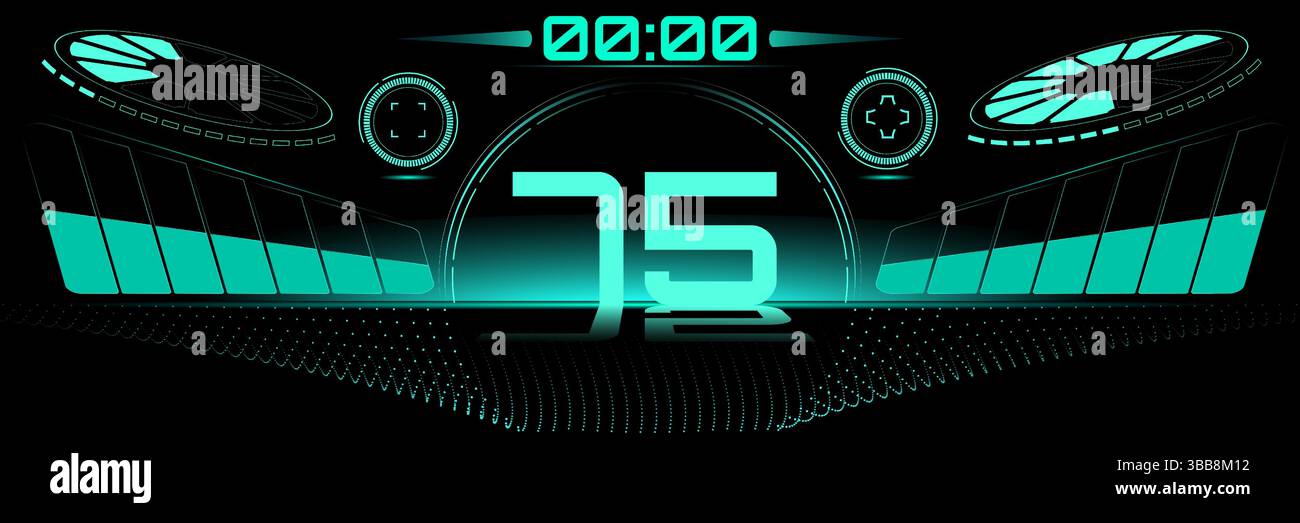 Surreal art collage. Digital cockpit layout with glowing 75 speed ...