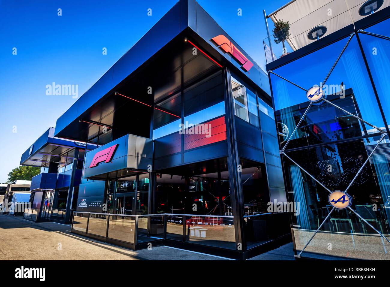 Imola, Italy. 15th May, 2025. F1 motorhome in the paddock. 15.05.2025 ...