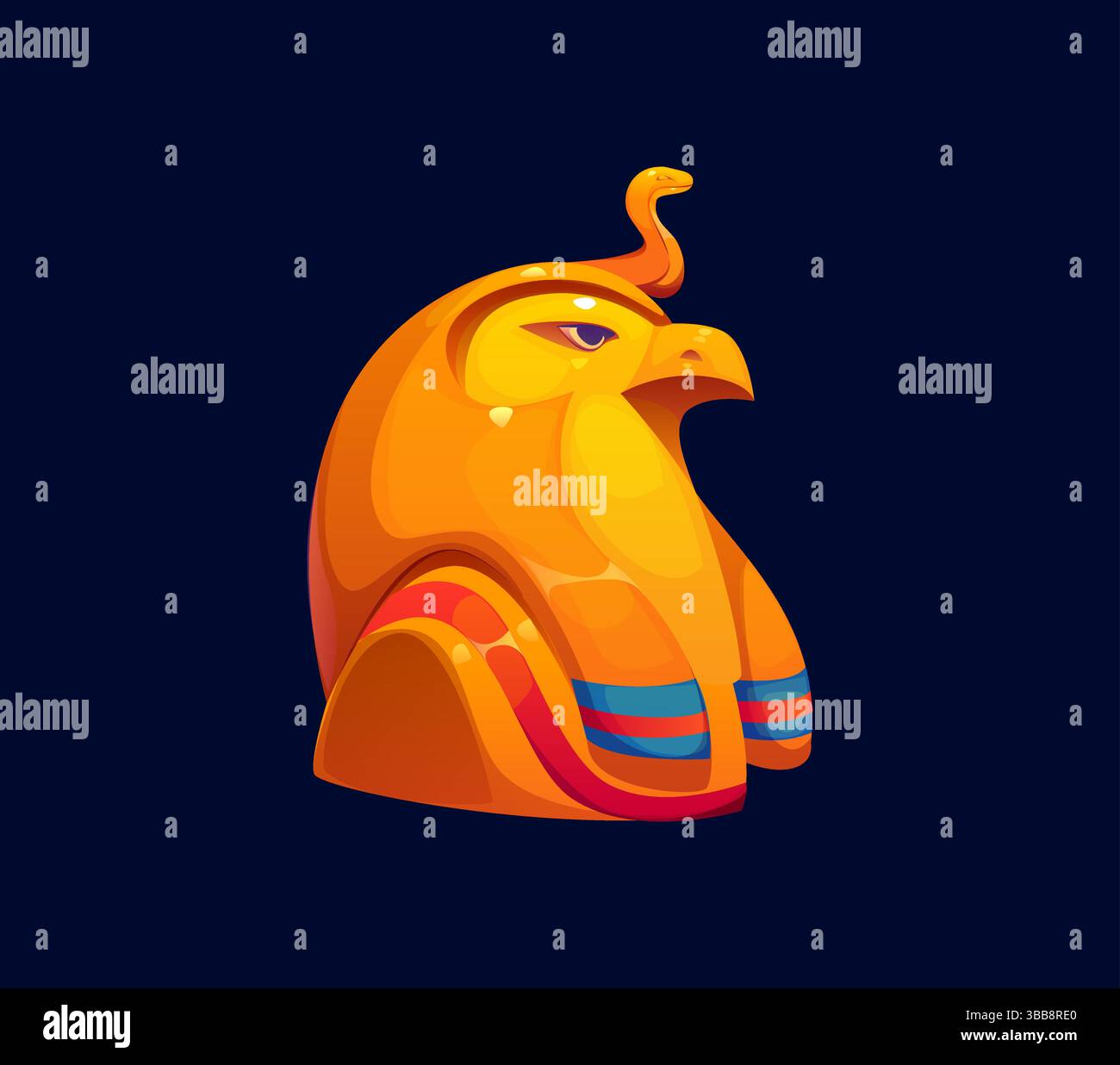 Ancient golden hawk statue Egypt game icon, Egyptian treasure asset ...