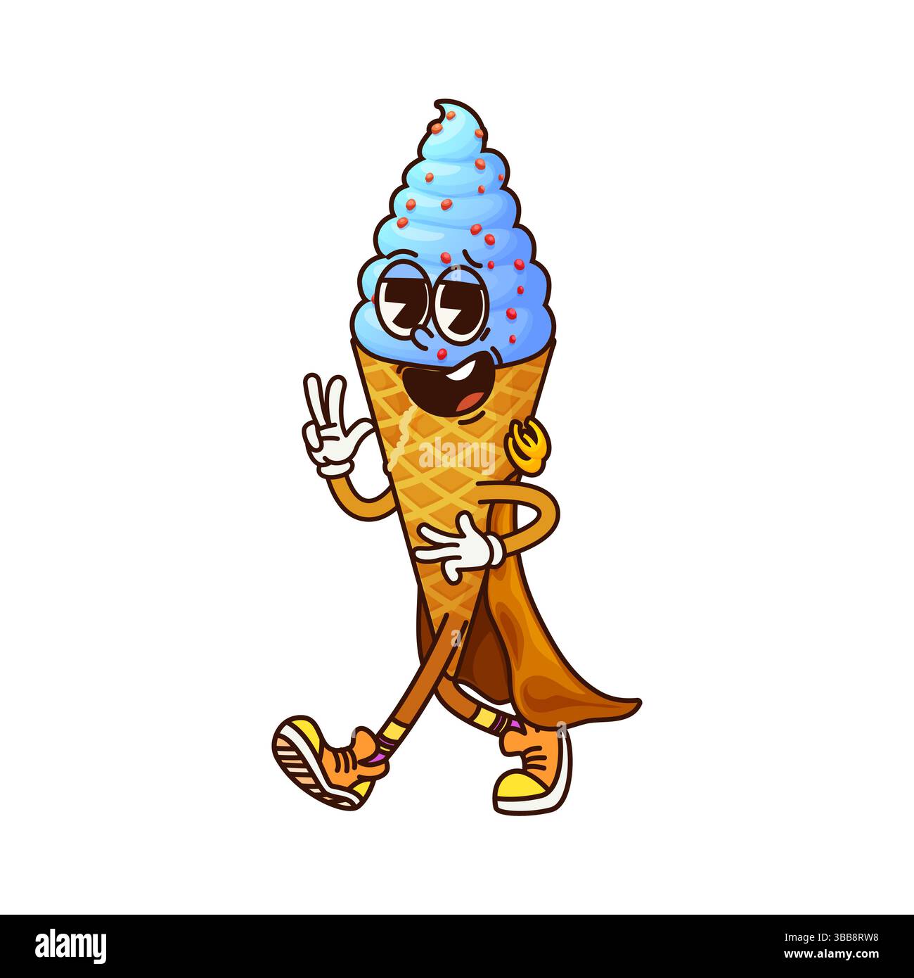 Cartoon groovy fast food pirate or ice cream corsair character, vector ...