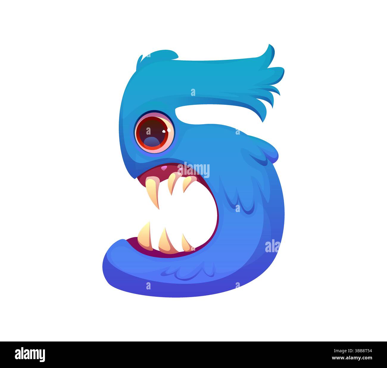 Strange monster character font digit 5 five. Spooky fantasy creature ...