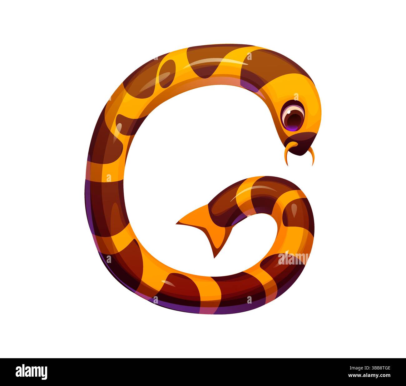 Cartoon underwater font sea snake letter G. Underwater nature creature ...