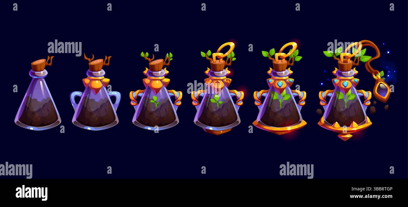 Nature growth power magic rank badge, game level progress stage ...
