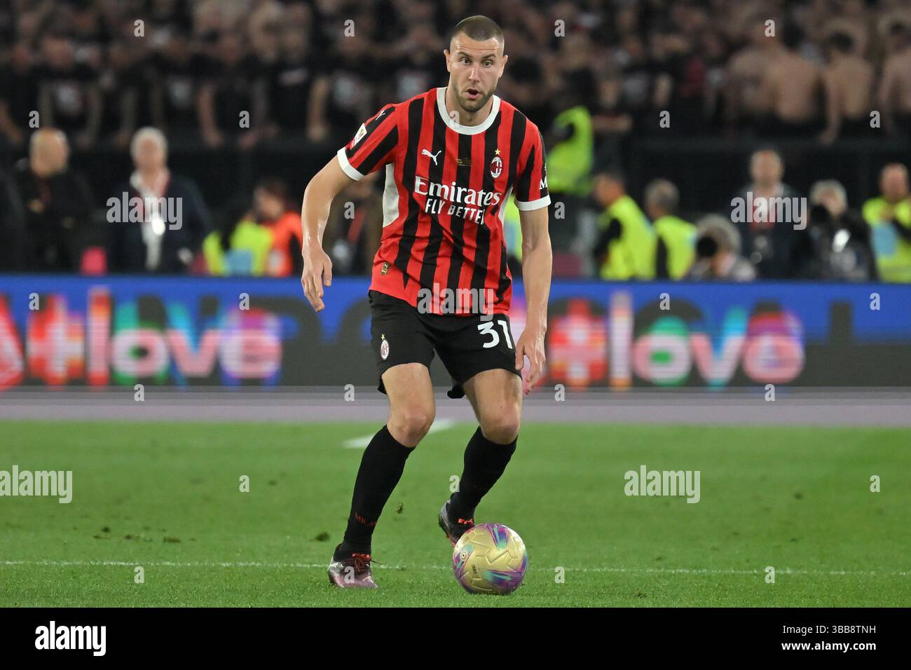 Roma, Lazio. 14th May, 2025. Strahinja Pavlovic of AC Milan during ...